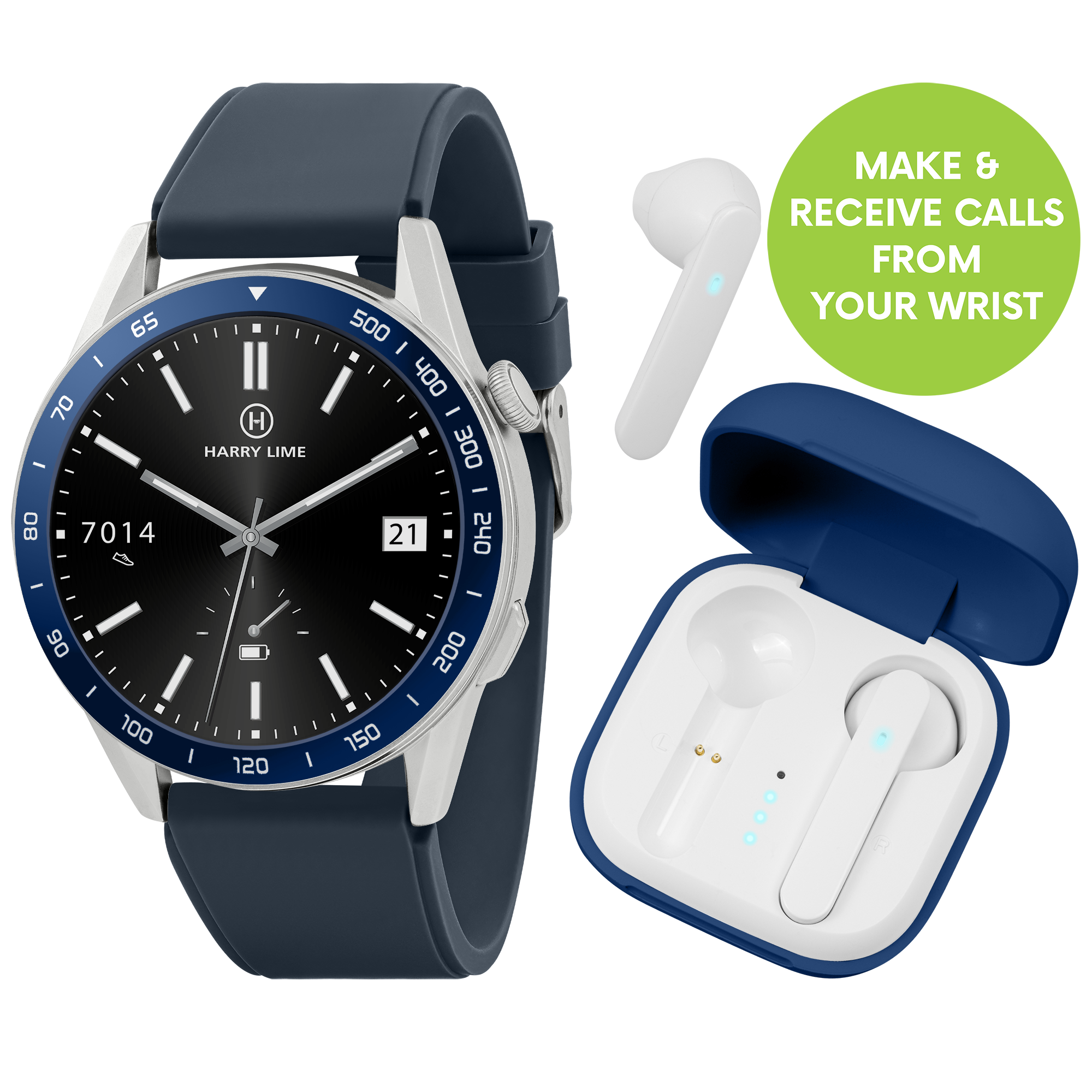 Harry Lime Calling Smart Watch With True Wireless Ear Buds